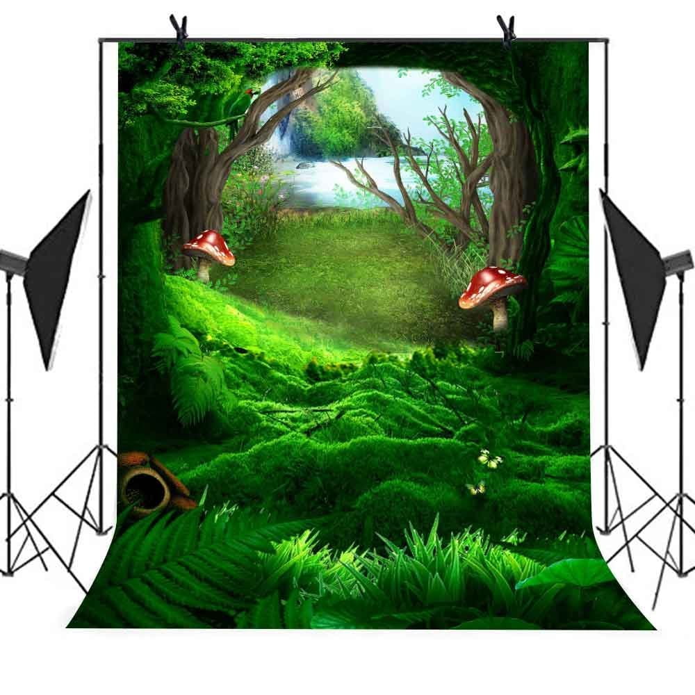 GreenDecor 5x7ft Enchanted Forest Backdrop Forest River Mushrooms ...