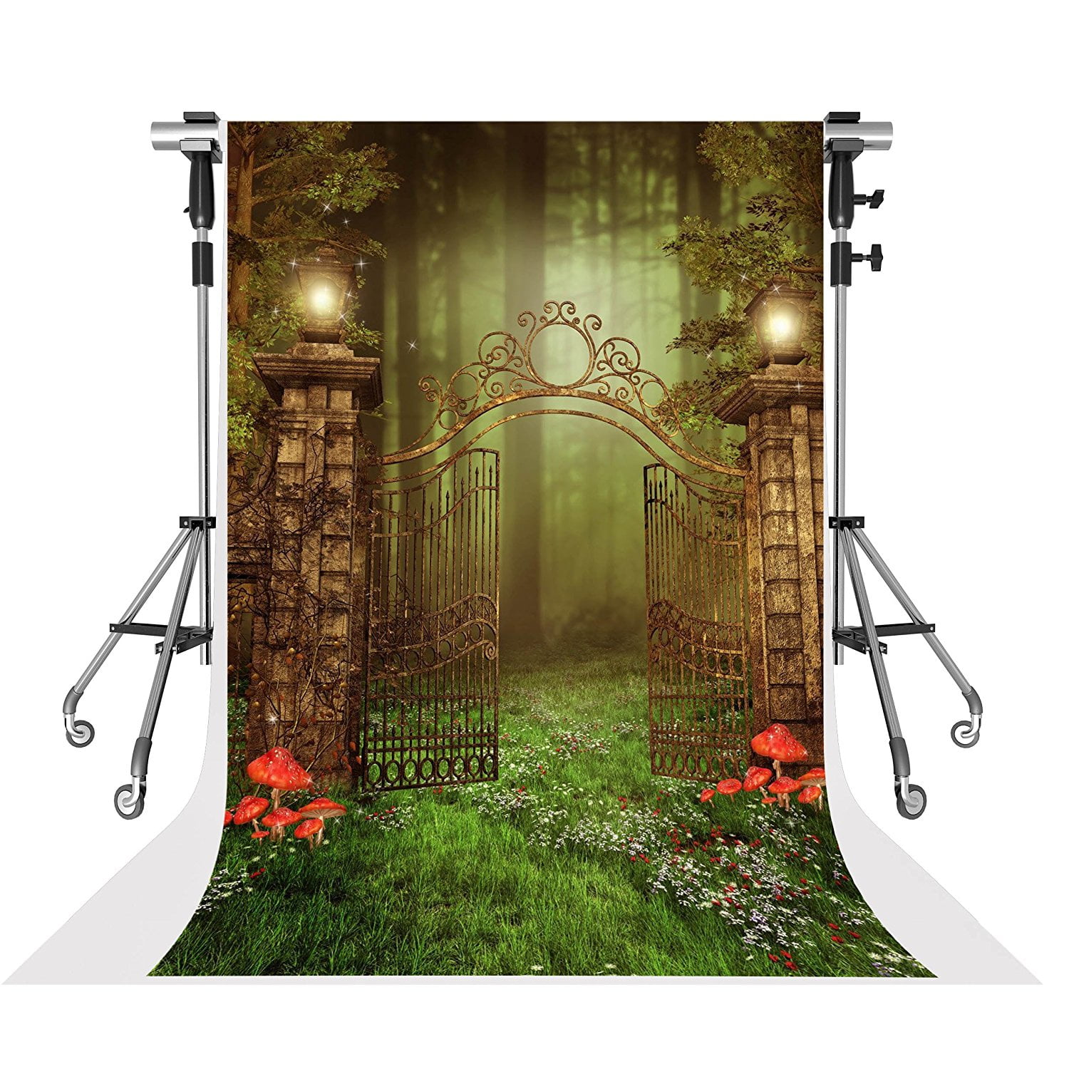 GreenDecor 5x7ft Family Garden Photography Backdrops Red Mushroom Grass ...