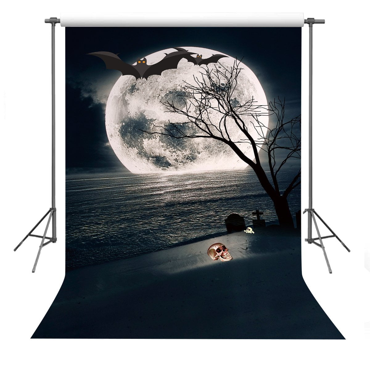GreenDecor 5x7ft Flying Bats Under Moon Photography Backdrop Photo ...