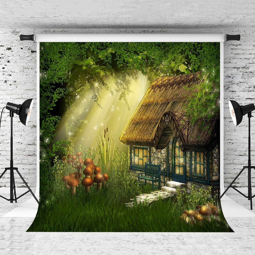 GreenDecor 5x7ft Forest House Photo Backdrop Fantasy Tree Mushroom ...