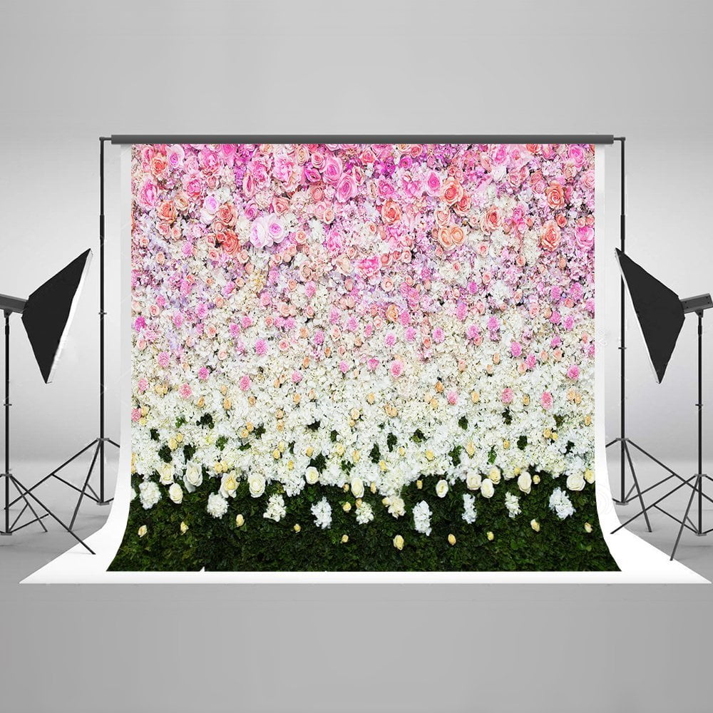 GreenDecor 5x7ft Fresh Flowers Photography Backdrops Pink and White ...