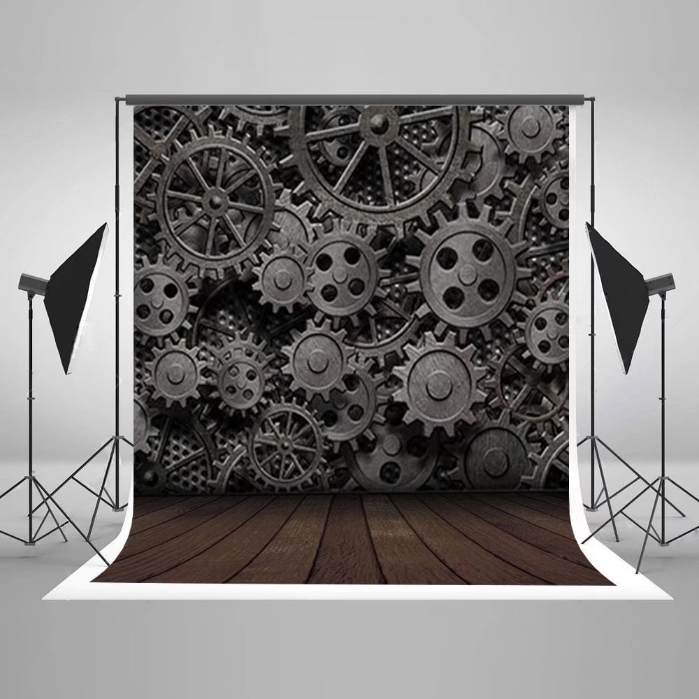 GreenDecor 5x7ft Gear Pattern Wood Floor Backdrops Photography Studio ...