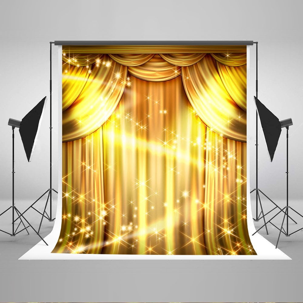GreenDecor 5x7ft Glitter Golden Lighting Stage Curtain Children Newborn ...