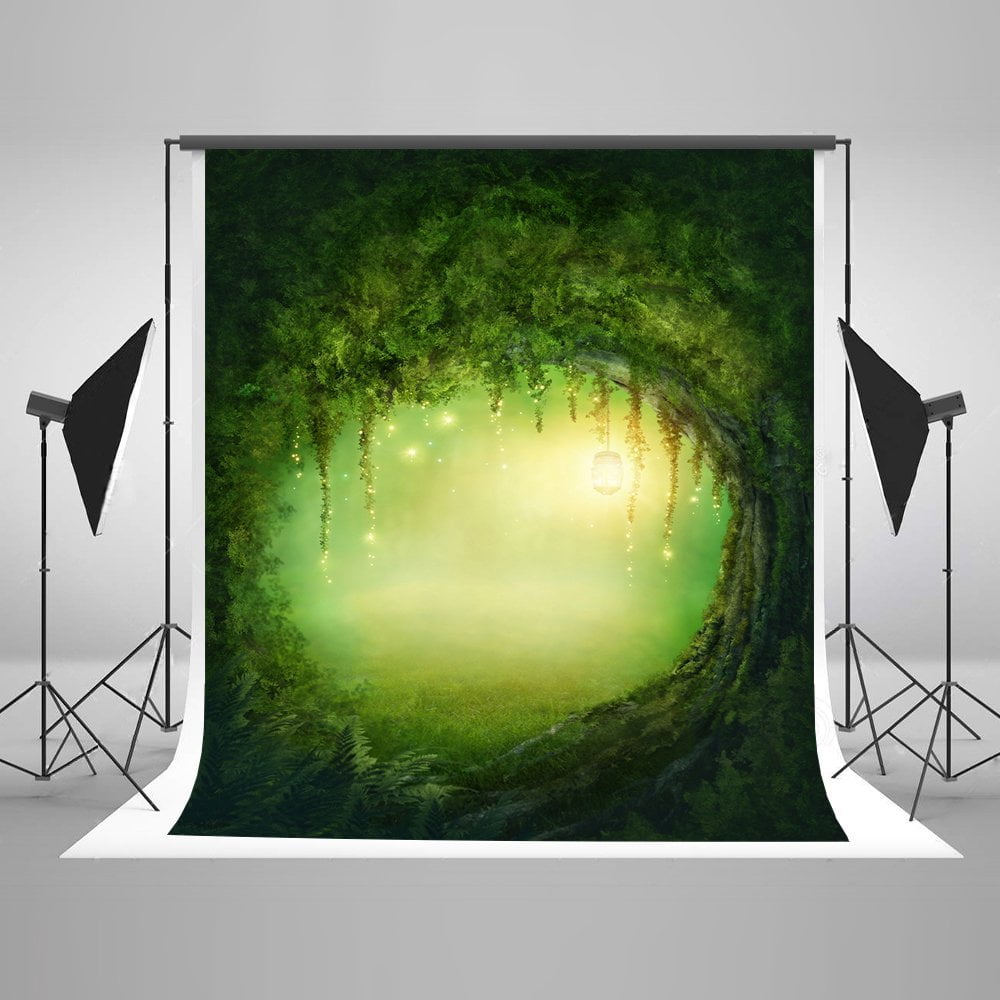 GreenDecor 5x7ft Glitter Tree Hole Green Scenery Children Studio ...