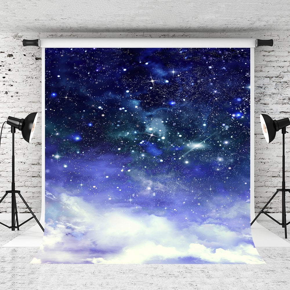 GreenDecor 5x7ft Glitter Universe Stars Photography Backdrop Blue ...
