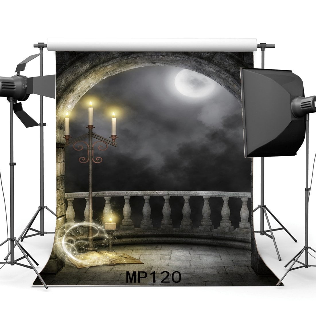 GreenDecor 5x7ft Gothic Backdrop Magic Book Shining Moon Night ...