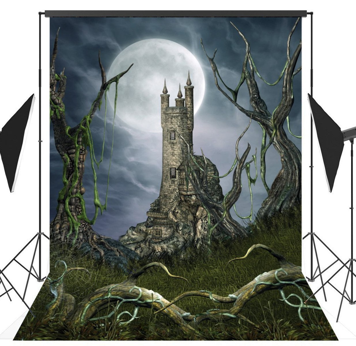 GreenDecor 5x7ft Halloween Horror Nights Moon Mysterious Castle Costume ...
