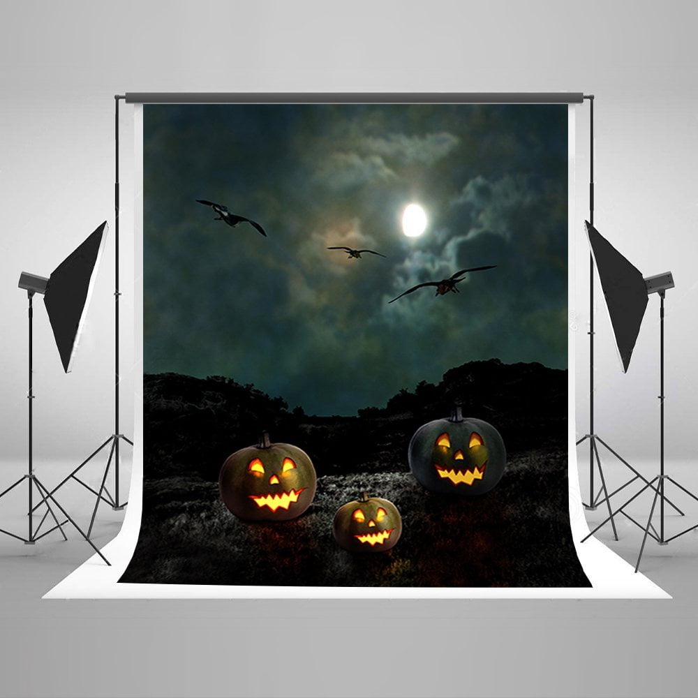 GreenDecor 5x7ft Halloween Photography Backdrops Night Bat Squash ...