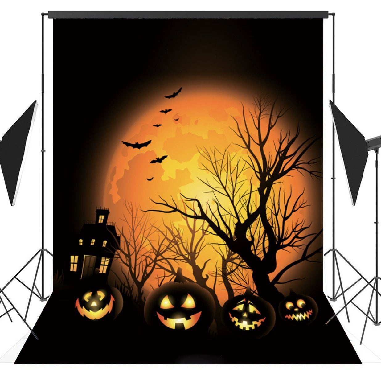 GreenDecor 5x7ft Halloween Pumpkin Horror Nights Big Moon Fantasy ...