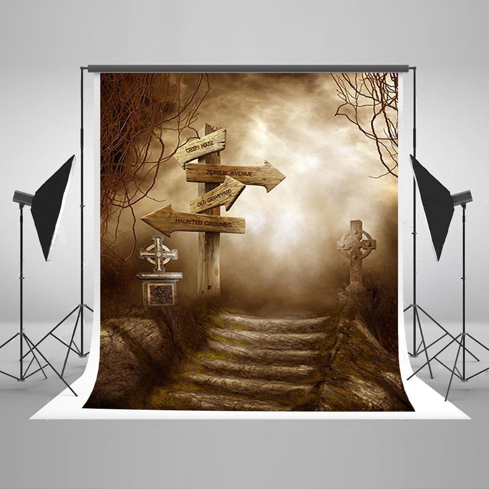GreenDecor 5x7ft Halloween Theme Photography Backdrops Old Staircase ...