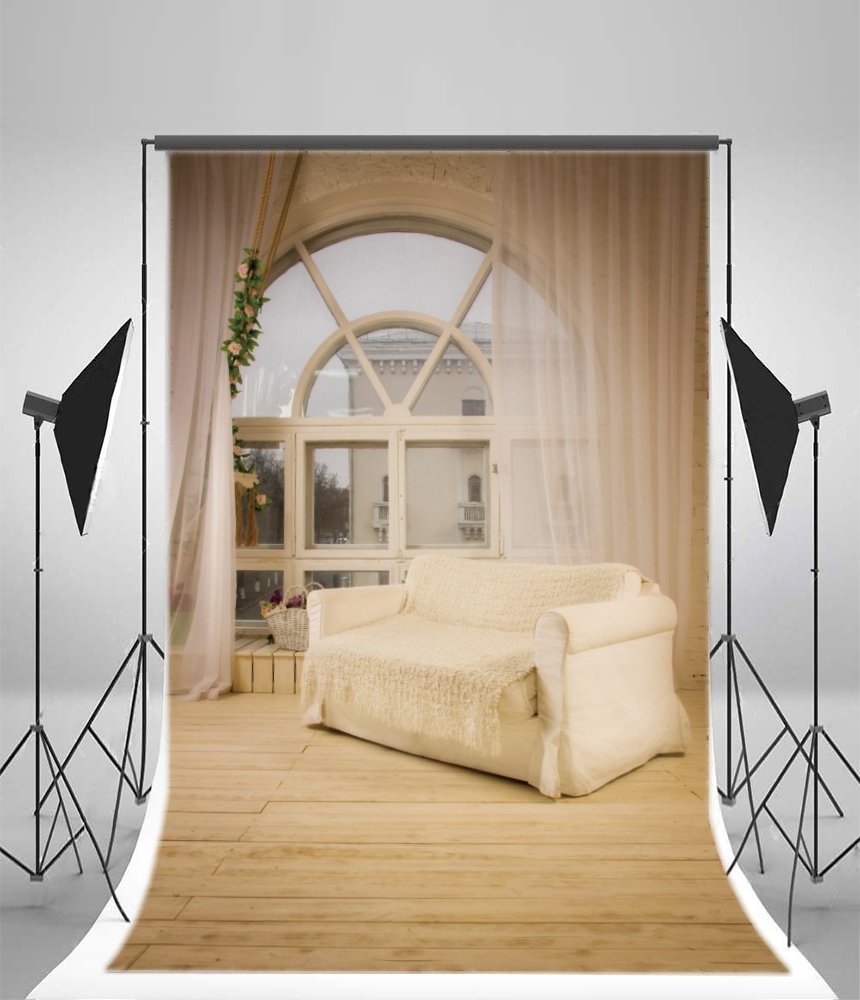 GreenDecor 5x7ft Interior Backdrop Living Room French Sash Arch Window ...