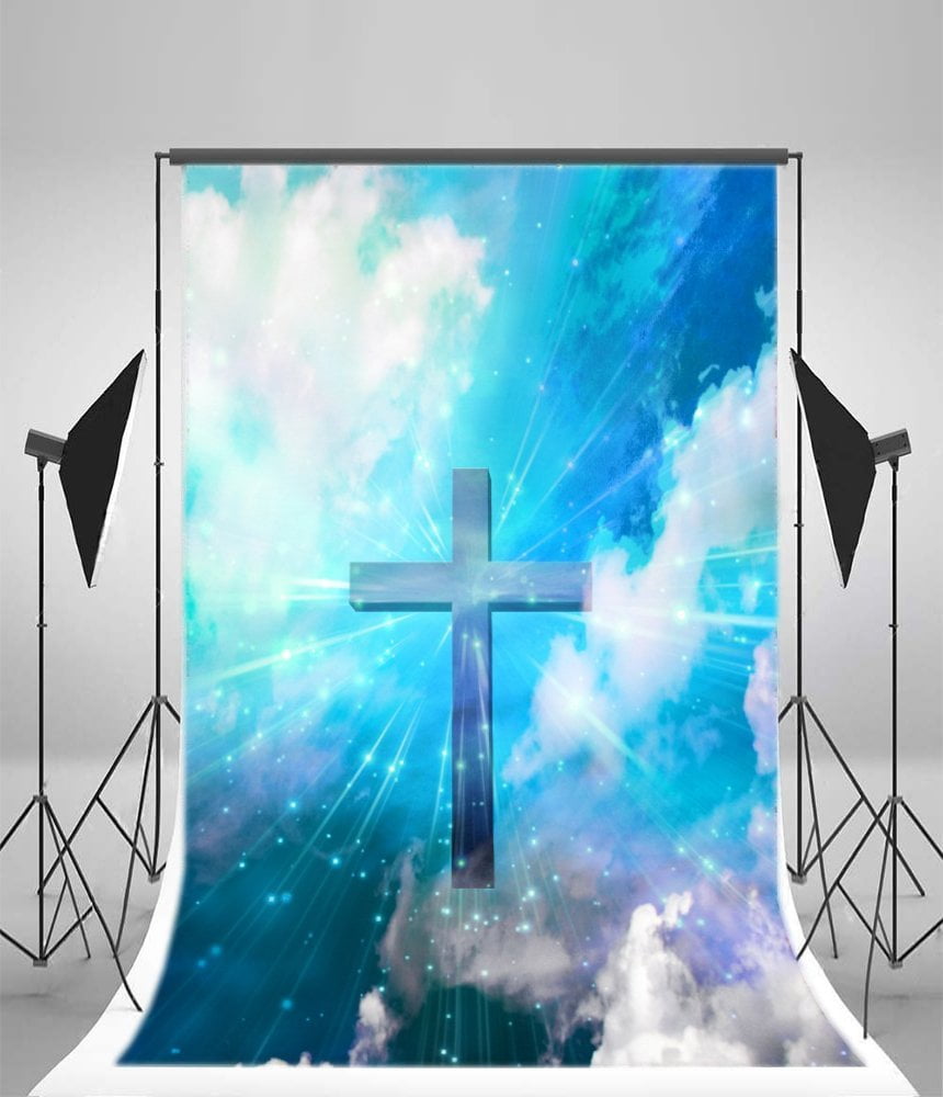GreenDecor 5x7ft Jesus Cross Backdrop Holy Lights Bokeh Twinkle Sequins ...