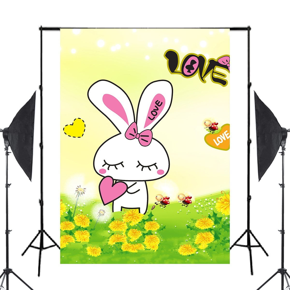 GreenDecor 5x7ft Love Rabbit Digital Printed Photography Backdrop Prop ...