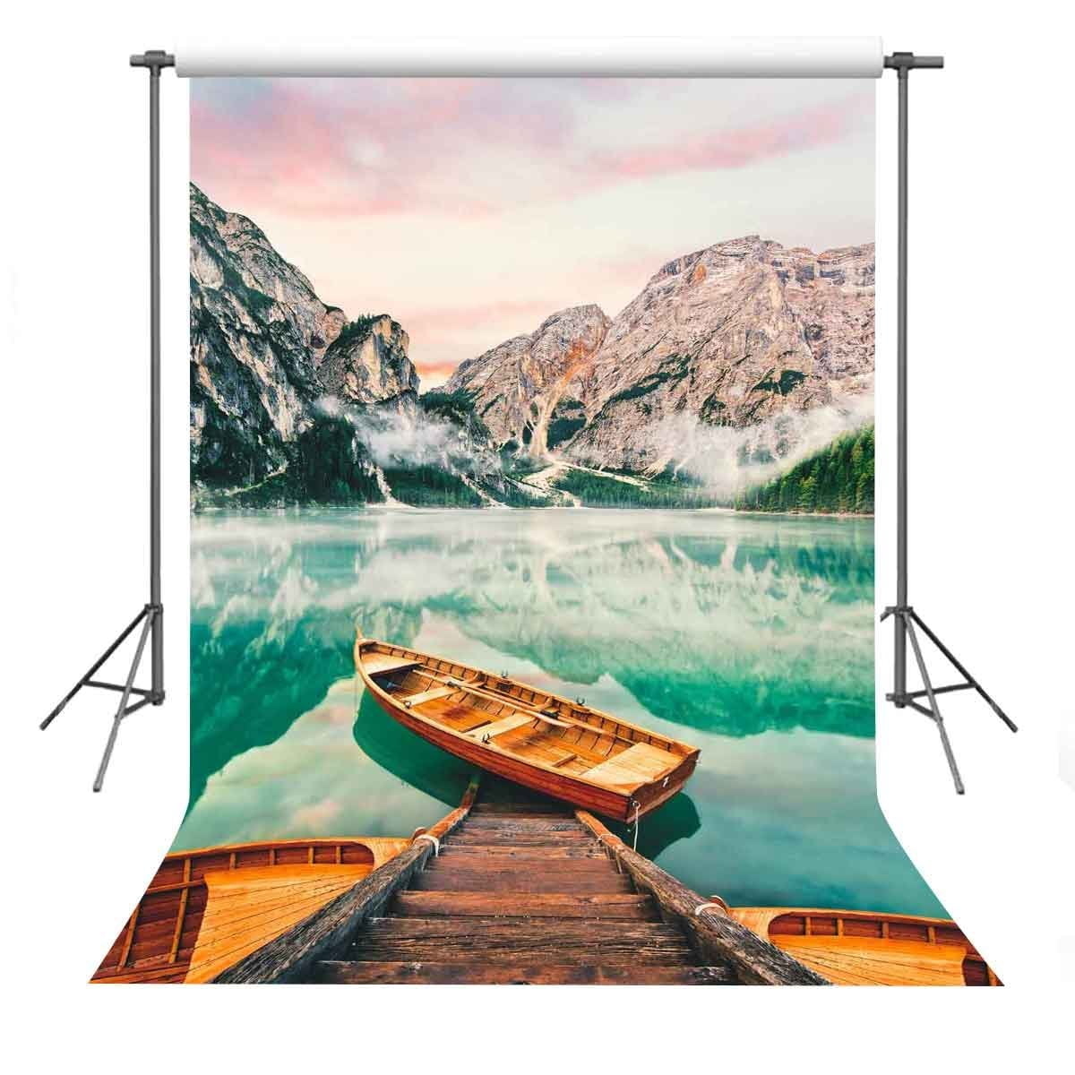 GreenDecor 5x7ft Mountain and Clear Lake Photography Backdrop Nature ...
