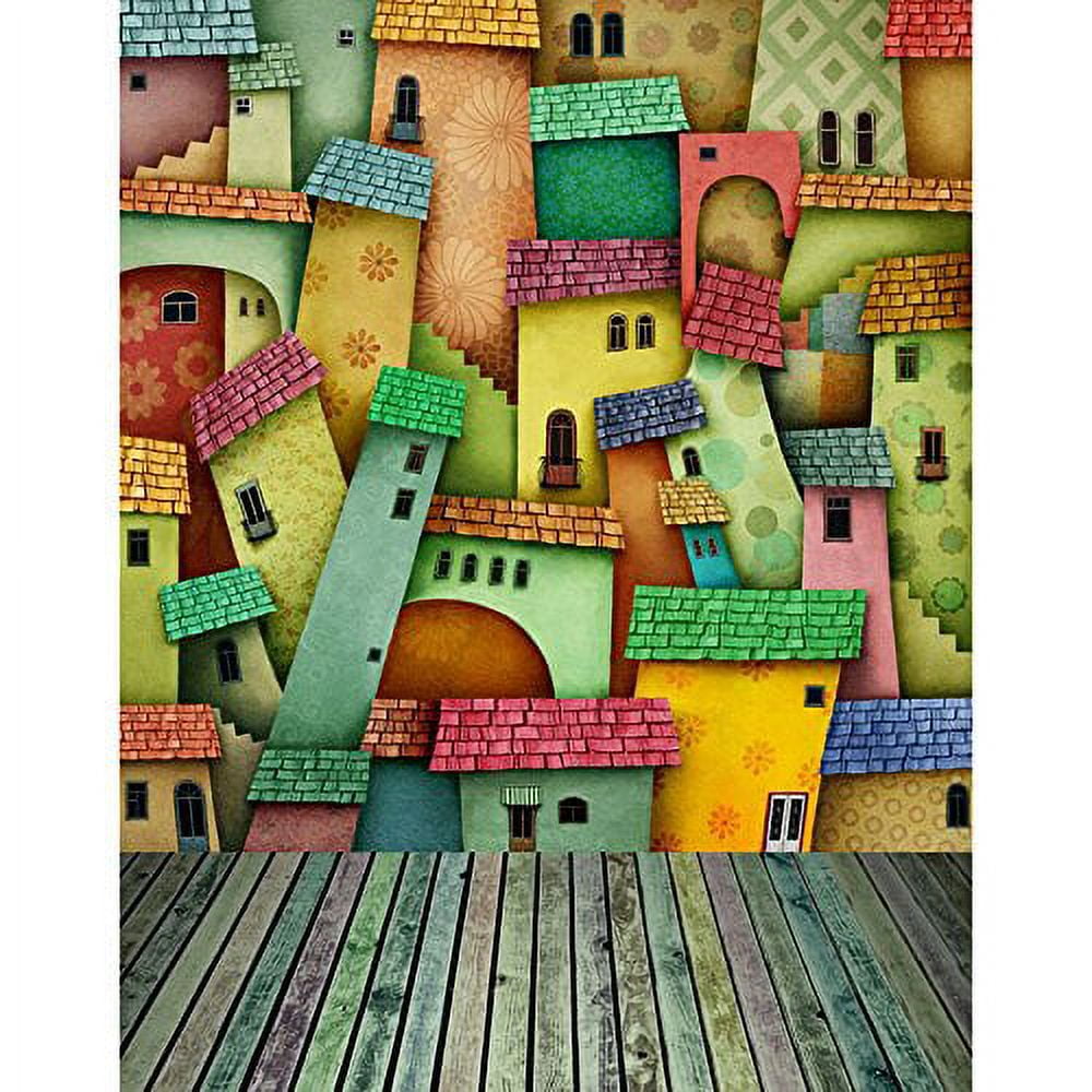 GreenDecor 5x7ft Multicolor Colorful Houses Photography Studio Backdrop ...