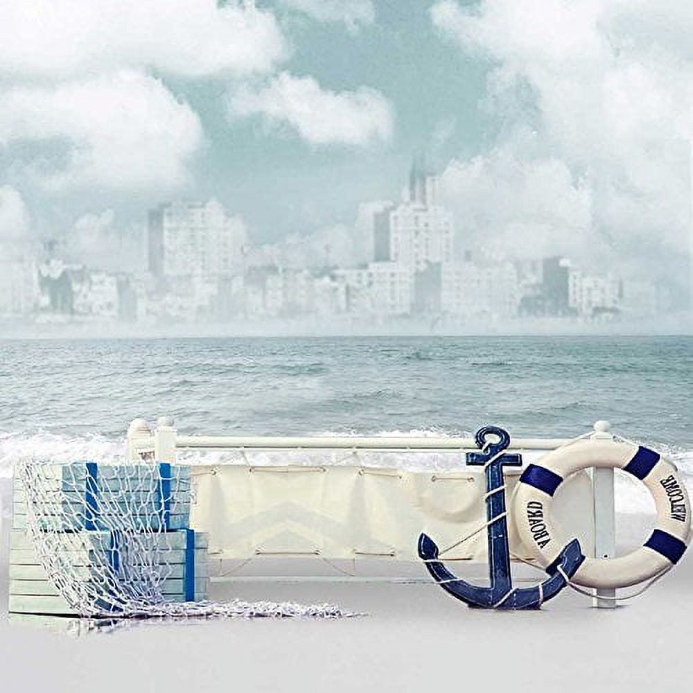 GreenDecor 5x7ft Nautical Anchor Sailor Lifebuoy Life Ring Paddle Photography Studio Backdrop ...