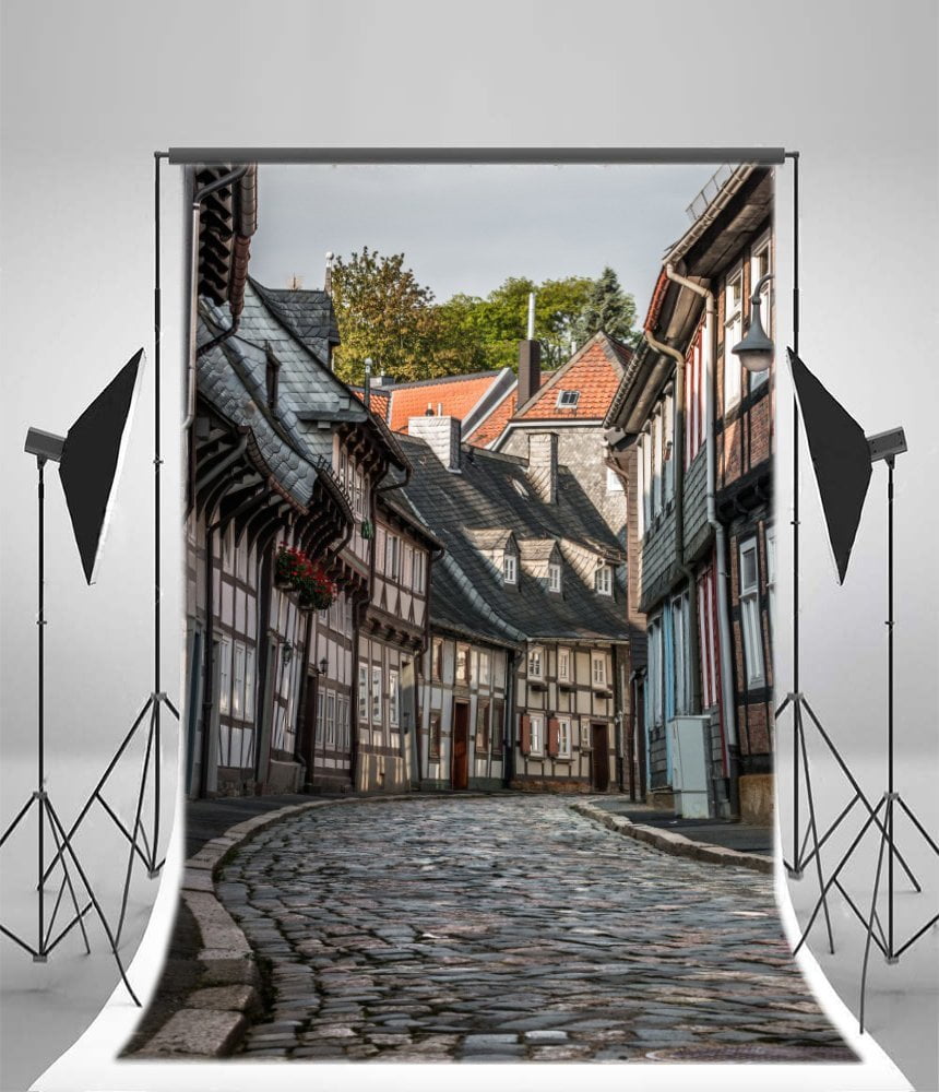 GreenDecor 5x7ft Old Town Backdrop Ancient European Archiculture Green ...