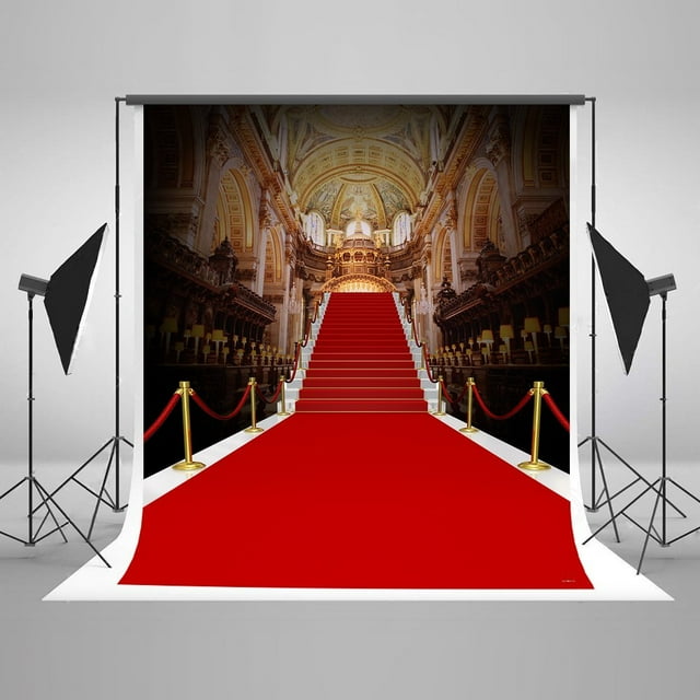GreenDecor 5x7ft Palace Red Carpet Background Gloden Stairs Decorate ...
