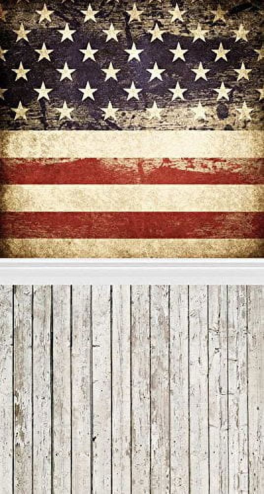 GreenDecor 5x7ft Patriotic American Stars and Stripes Flags Wood Floor ...