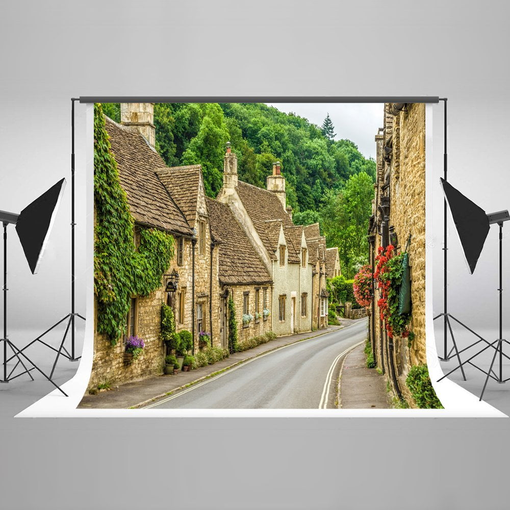 GreenDecor 5x7ft Peaceful Town Photography Backdrops Clean Streets and ...
