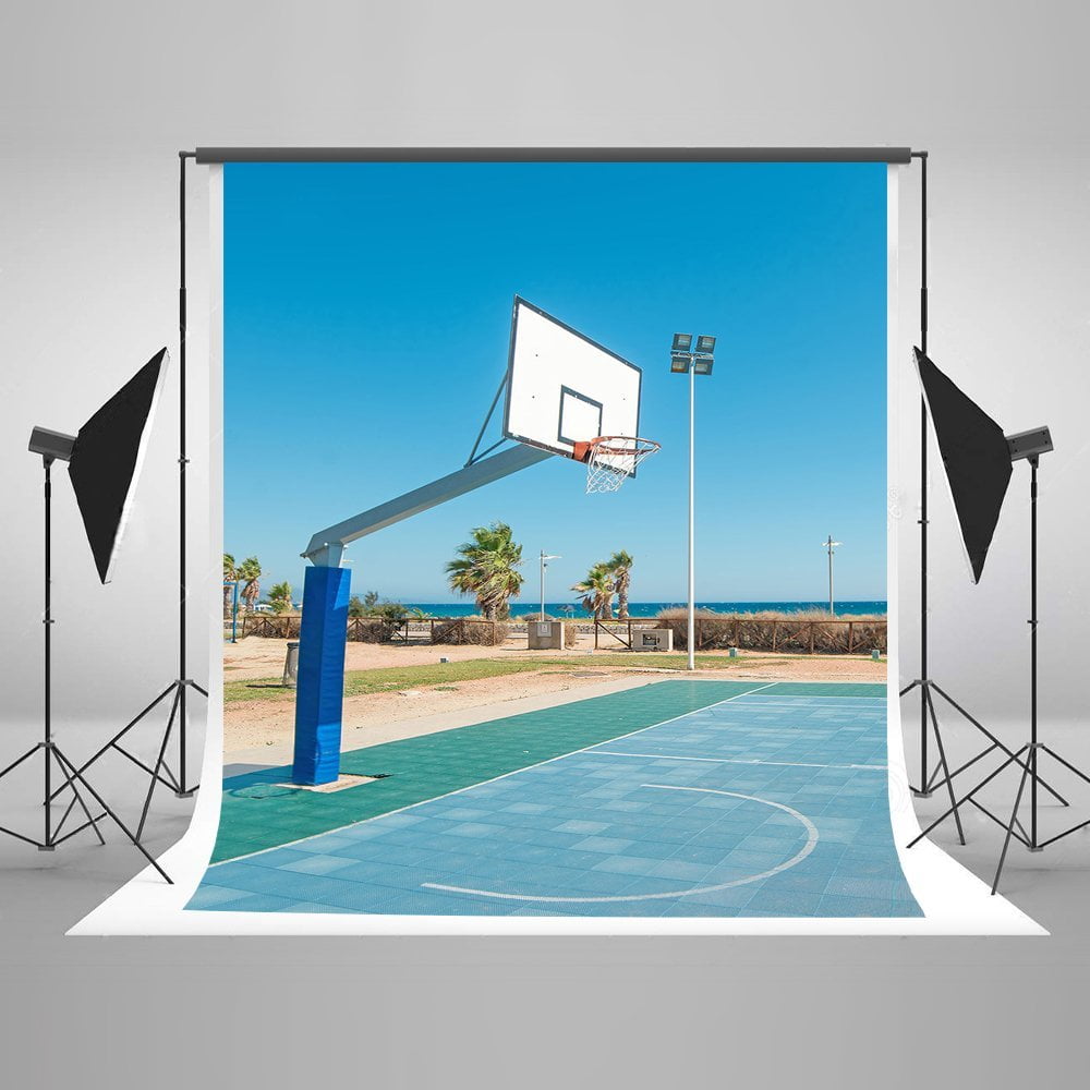 GreenDecor 5x7ft Photo Background Basketball Court By Seaside ...