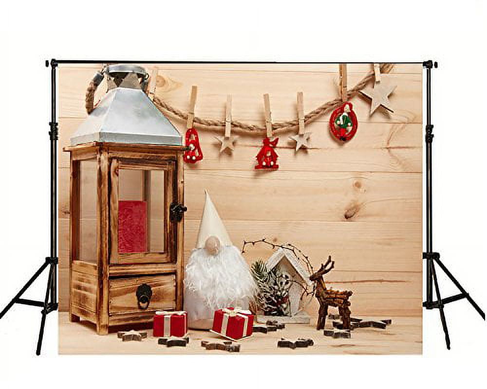 GreenDecor 5x7ft Photo Background Cloth Wood Holiday Lamp Christmas ...