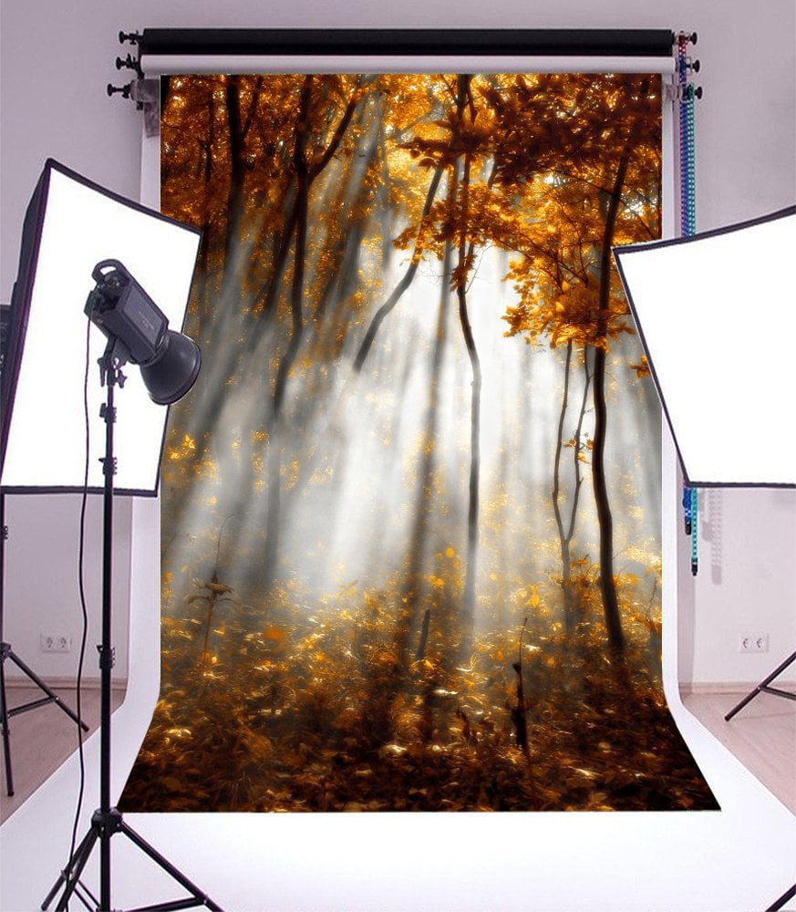 GreenDecor 5x7ft Photography Backdrop Autumn Red Forest Fantasy Fall ...
