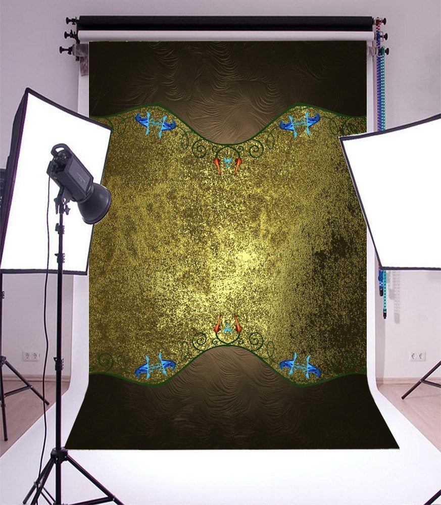 GreenDecor 5x7ft Photography Backdrop Brown Grunge Gold Metal ...