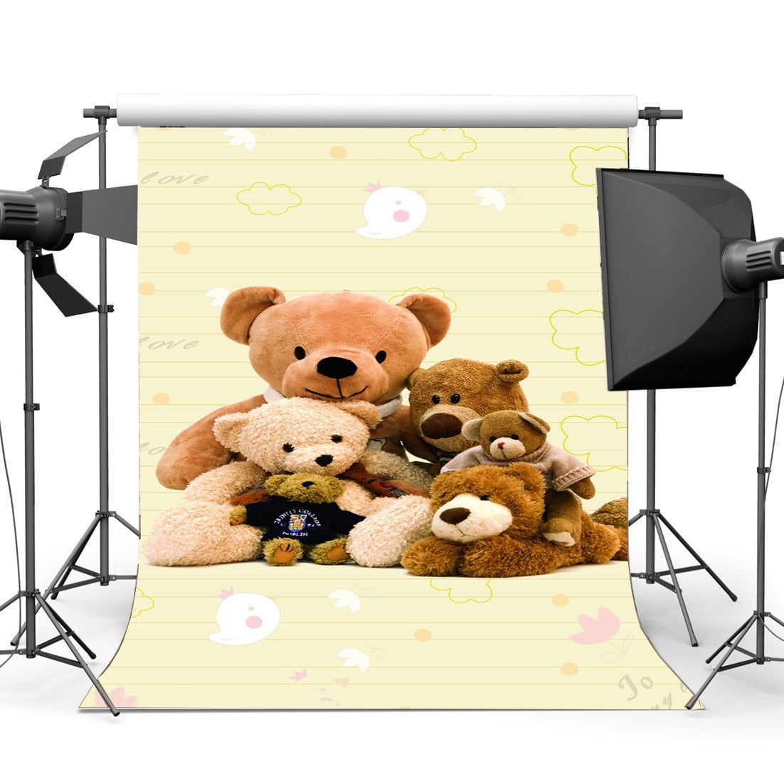 GreenDecor 5x7ft Photography Backdrop Cartoon Lovely Bears to my Love ...