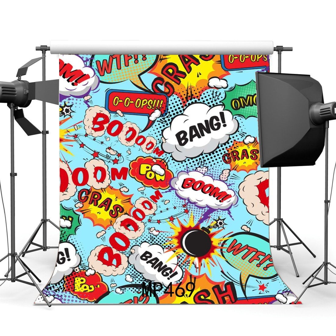 GreenDecor 5x7ft Photography Backdrop Cartoon Super Boom Wallpaper ...