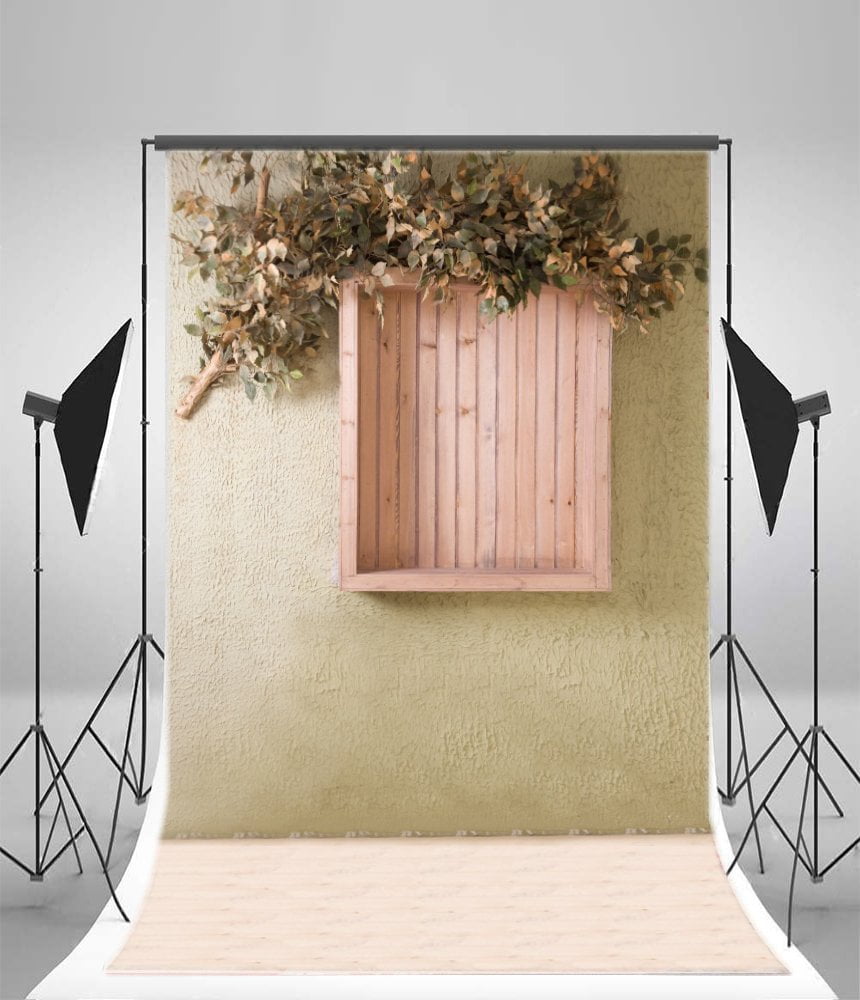 GreenDecor 5x7ft Photography Backdrop Grunge Wall Wooden Box Plant ...