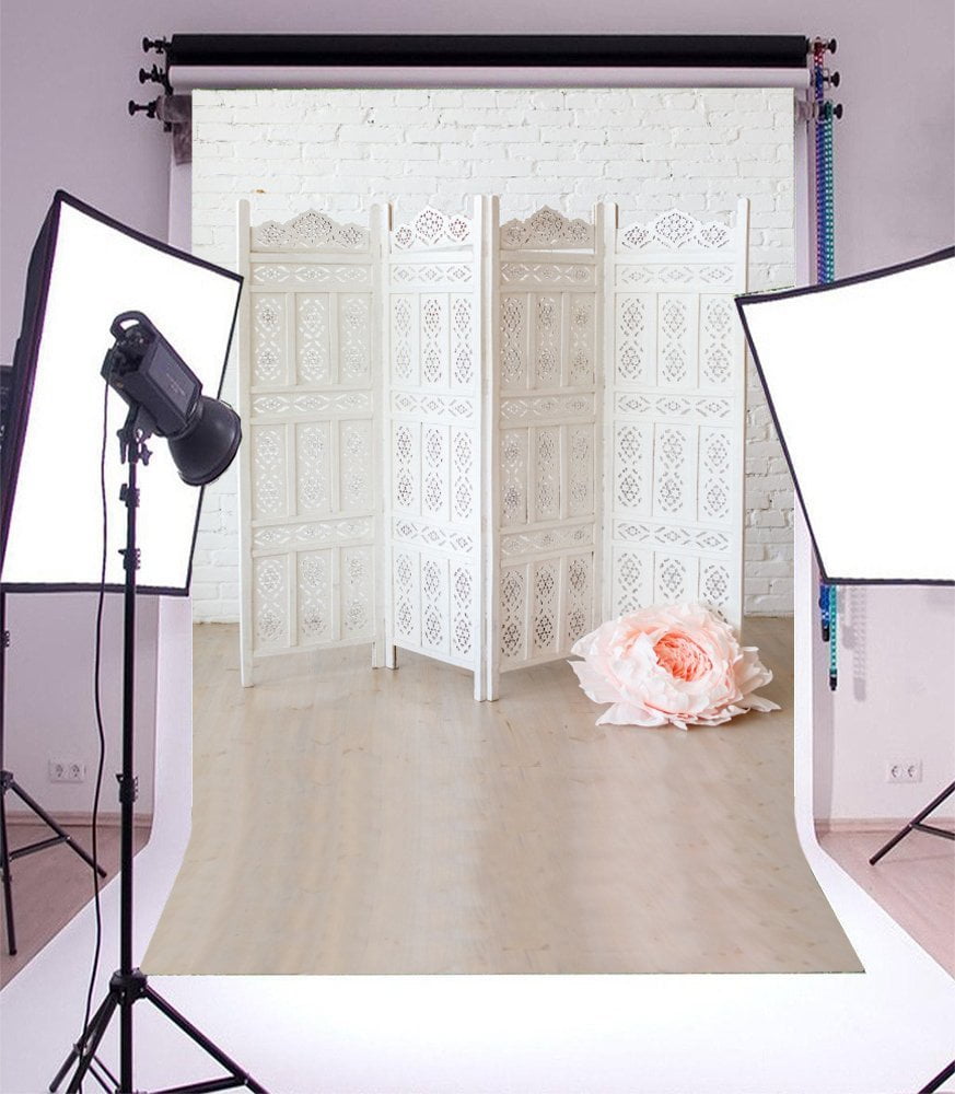 GreenDecor 5x7ft Photography Backdrop Interior White Screen Pink Flower ...