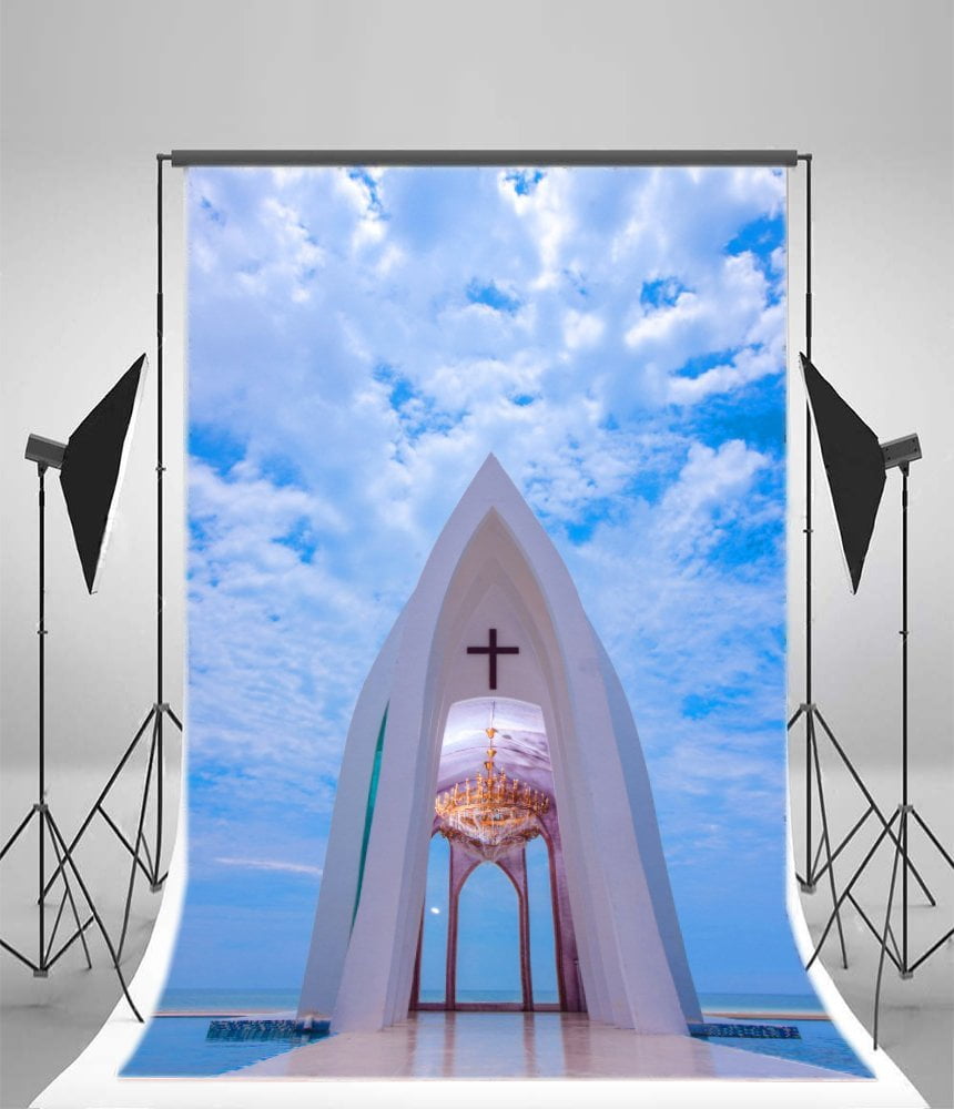 GreenDecor 5x7ft Photography Backdrop Sea Burch Cross Chandelier Blue ...
