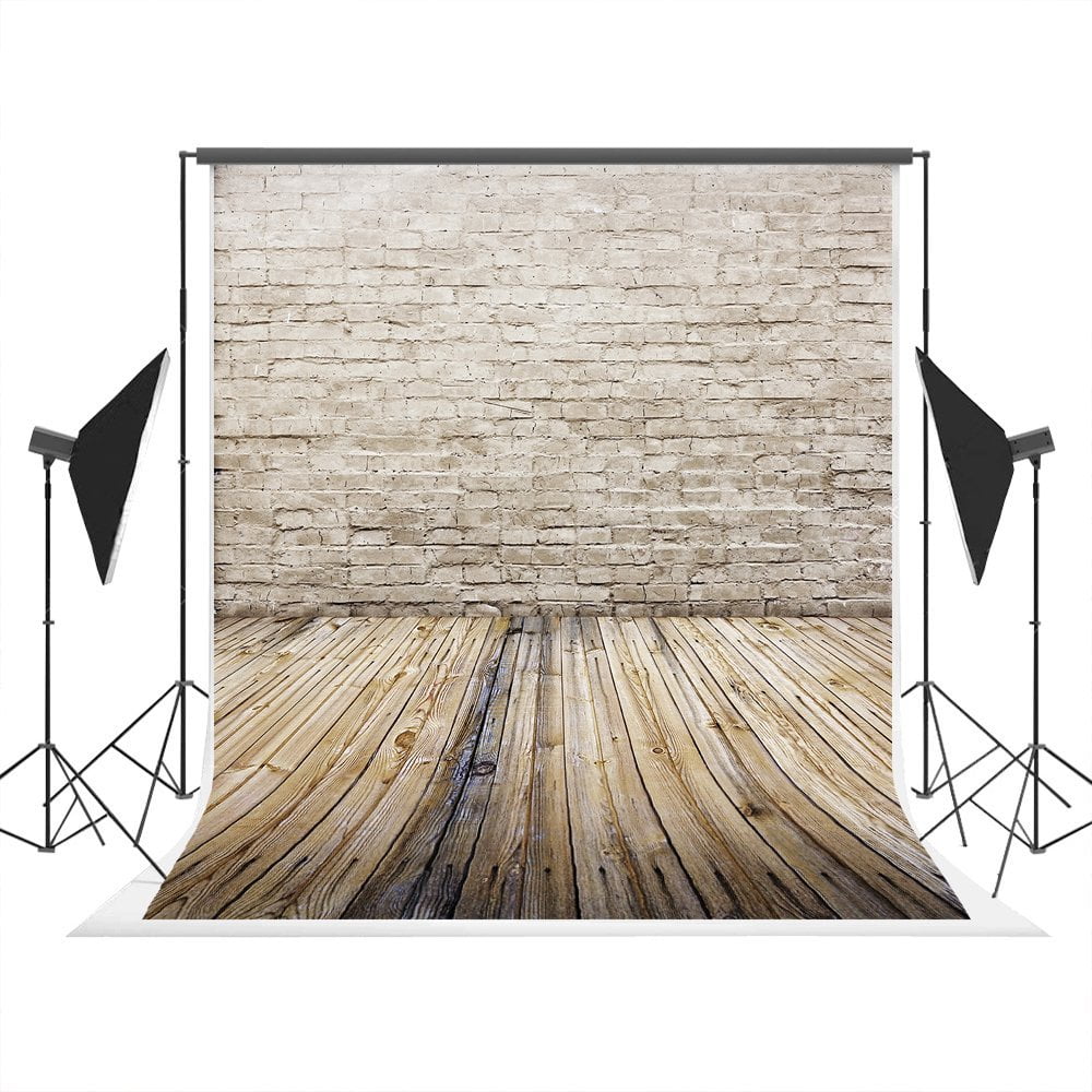 GreenDecor 5x7ft Photography Background Brick Wall Photo Backdrops Wood ...