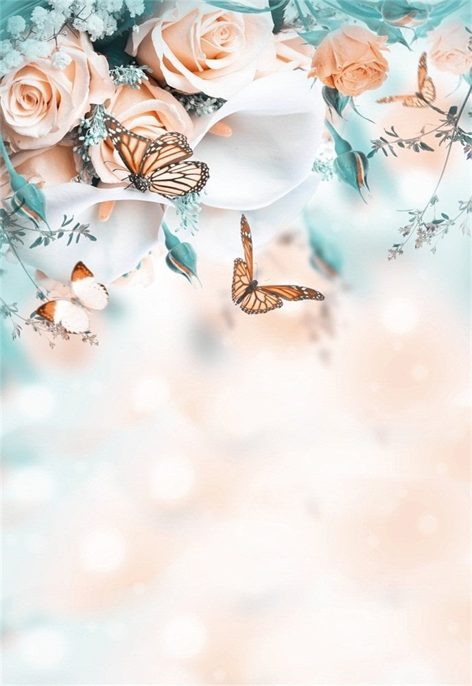 GreenDecor 5x7ft Photography Background Champagne Rose Pattern Vivid ...