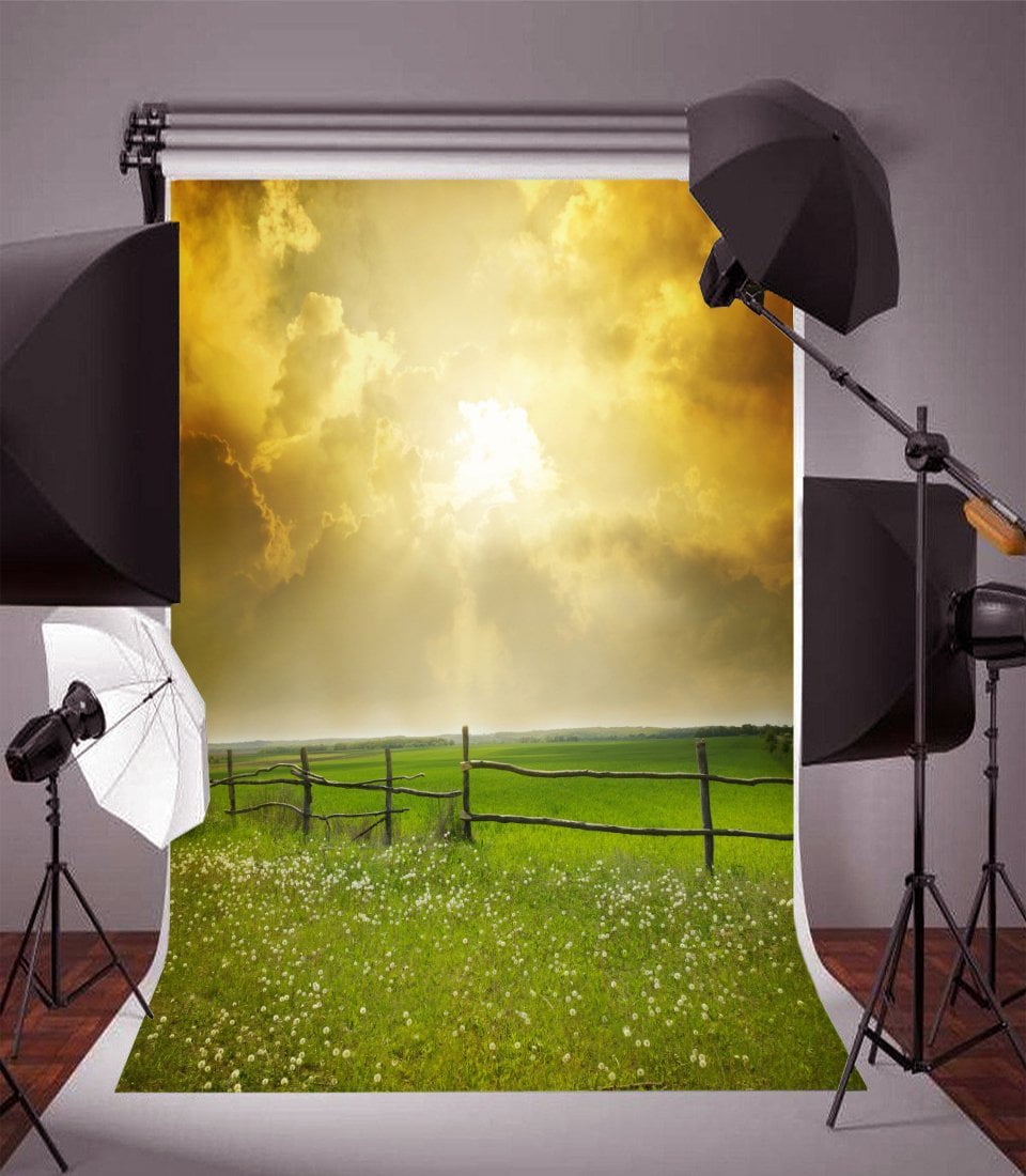 GreenDecor 5x7ft Photography Background Grassland Farms Wood Fence ...