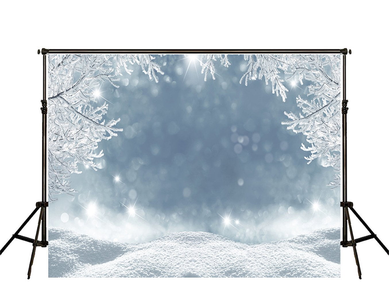 GreenDecor 5x7ft Photography Background Navy Sky Silver Bokeh White Snowflake Backdrop for ...