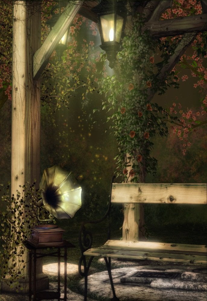 GreenDecor 5x7ft Photography Background Phonograph Old Garden Flowers ...