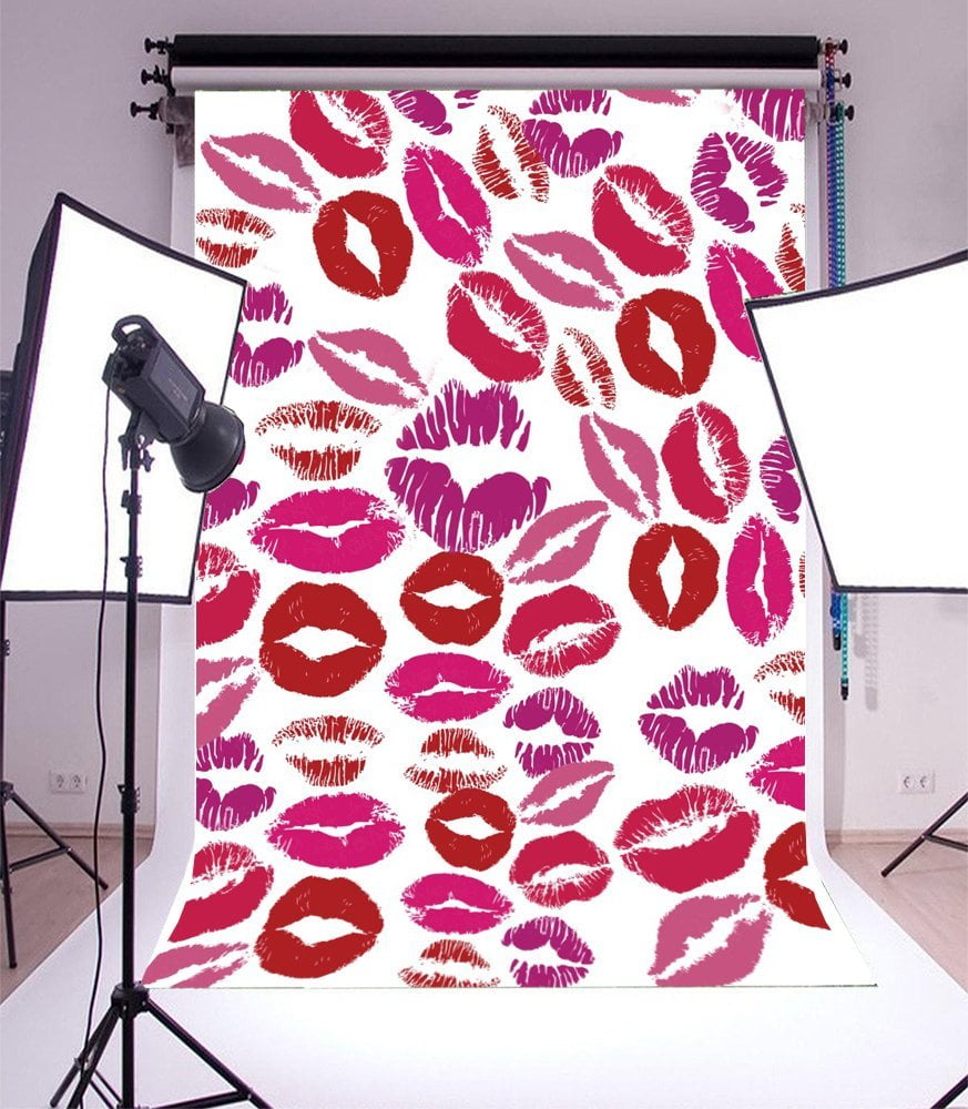 GreenDecor 5x7ft Photography Background Red Lips Backdrops Theme Lover ...
