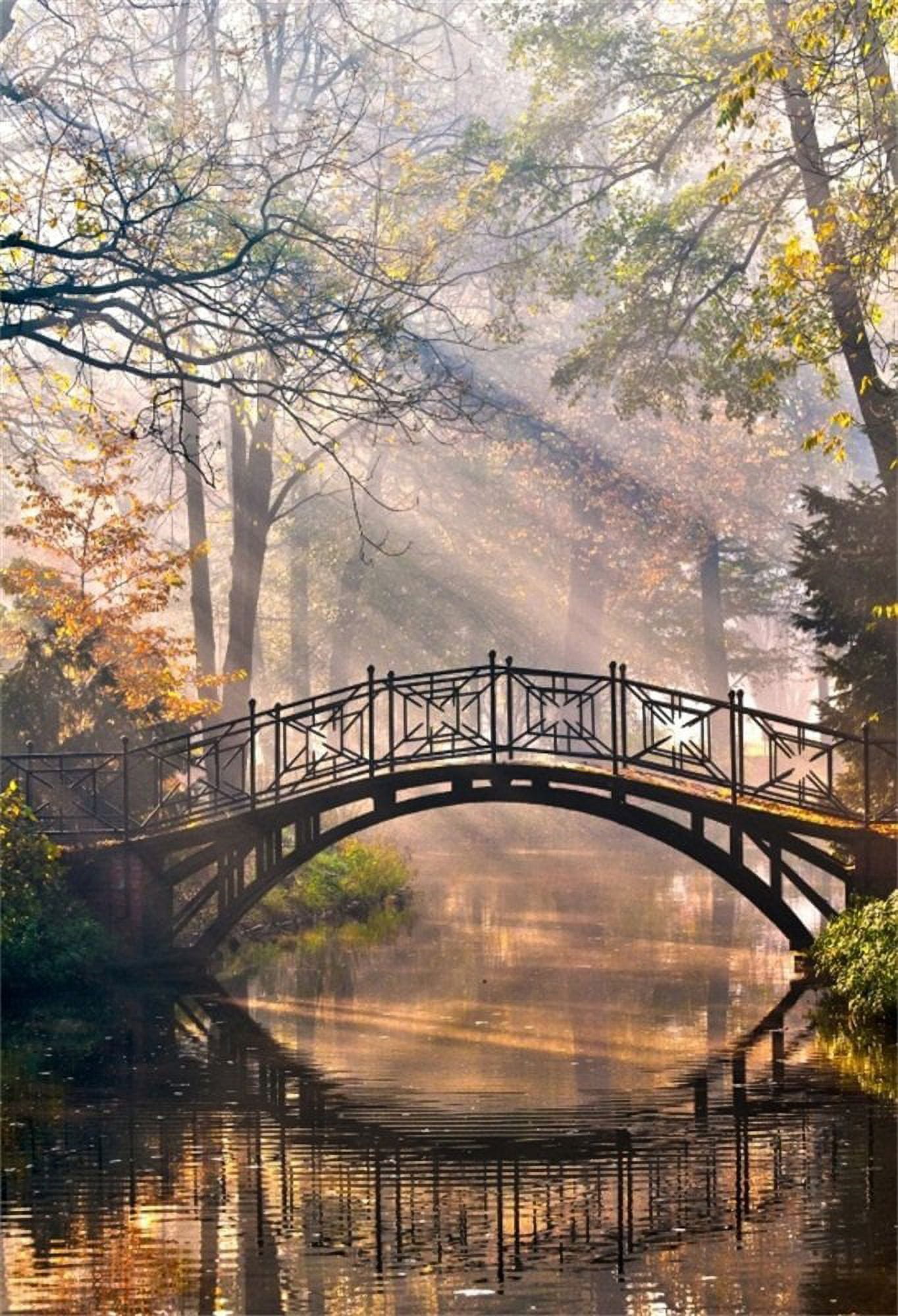 GreenDecor 5x7ft Photography Background River and Old Bridge Autumn ...