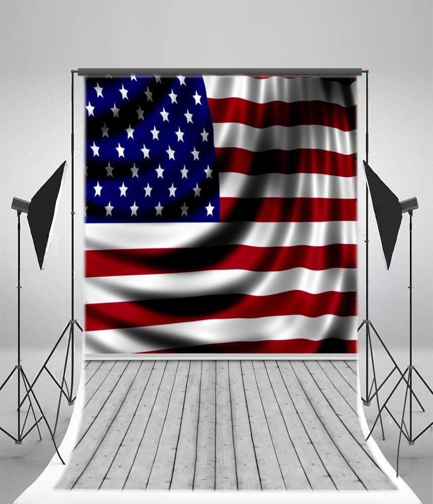 GreenDecor 5x7ft Photography Background Wood Flooring And American Flag ...