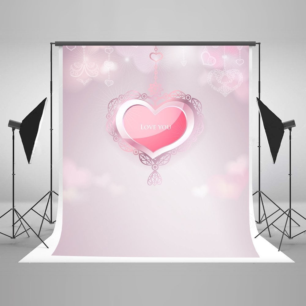 GreenDecor 5x7ft Pink Love Photography Backdrops White and Pink Hearts ...