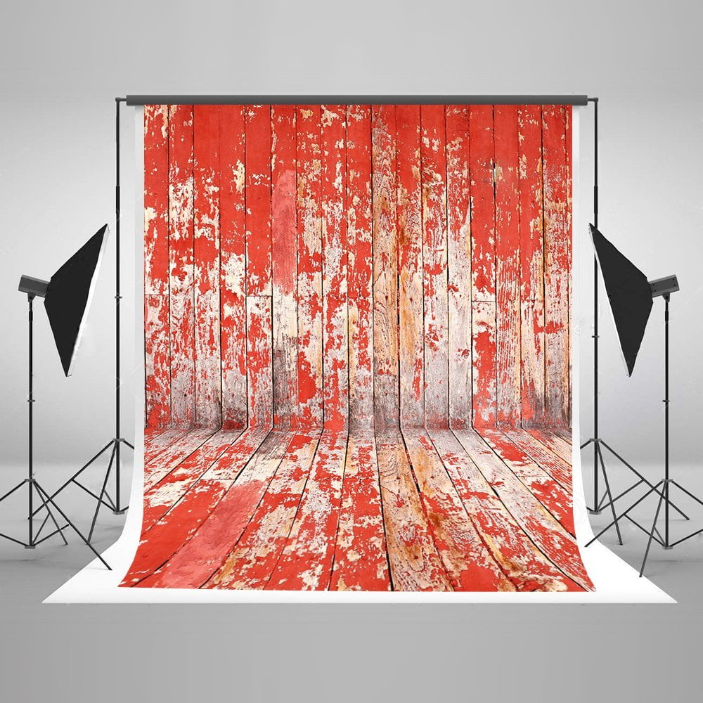 GreenDecor 5x7ft Red Blood Outmoded Wood Wall Floor Photo Photography ...