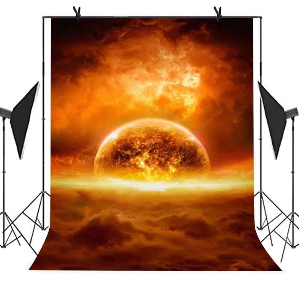 GreenDecor 5x7ft Red Starry Sky Backdrop Planet Explosion Red Sea of ...