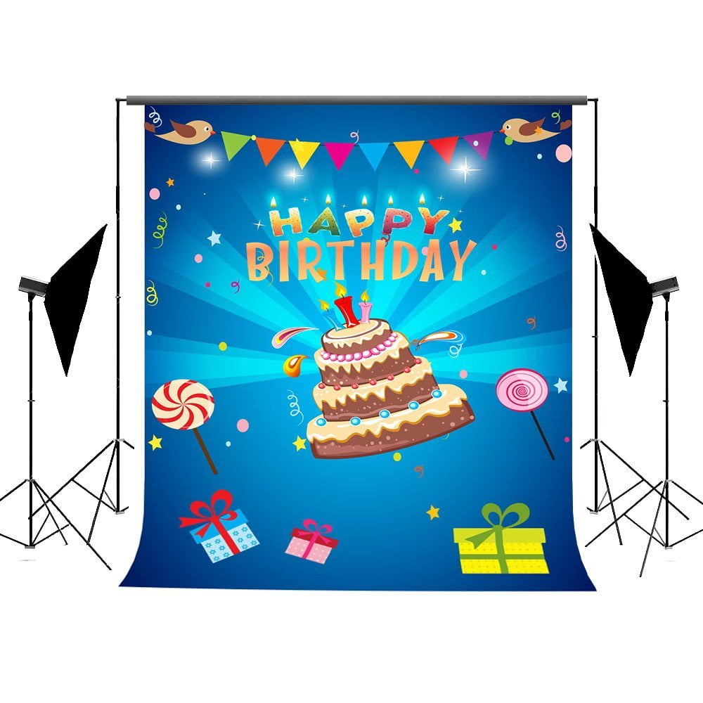 GreenDecor 5x7ft Retro Antique Background Blue Birthday Photography ...