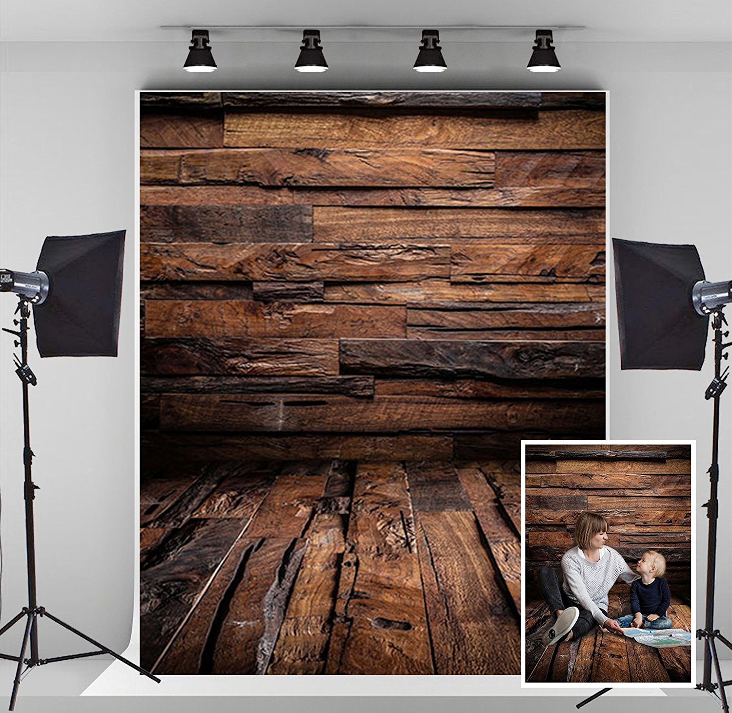 GreenDecor 5x7ft Retro Dark Brown Wood Wall Photography BackdropsWood ...