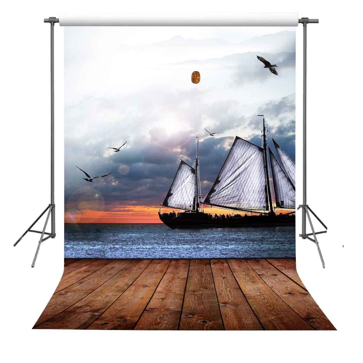 GreenDecor 5x7ft Sea Sailboat Photography Backdrop Studio Home Photo ...