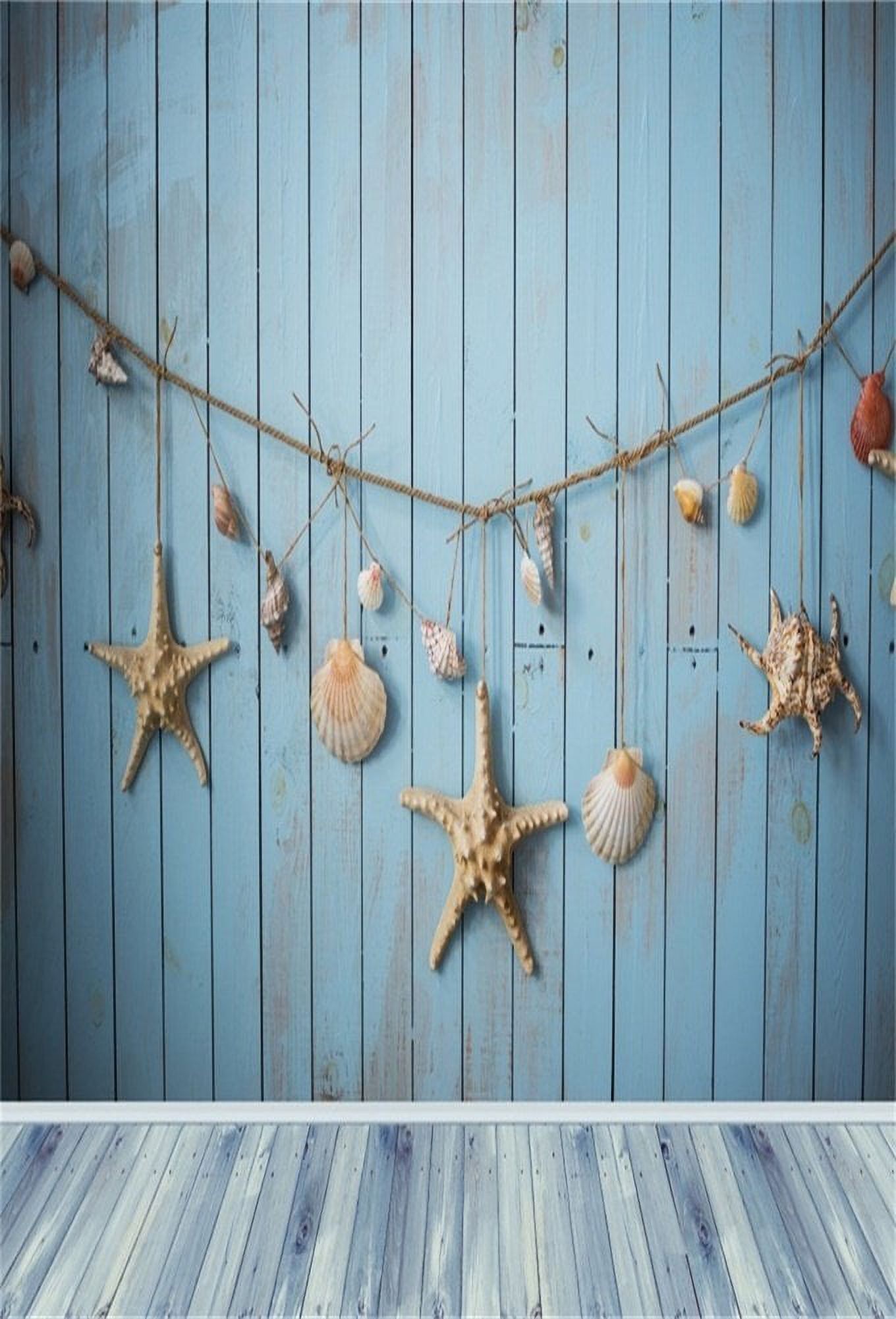 GreenDecor 5x7ft Seashells Backdrop Woodboard Photography Background ...
