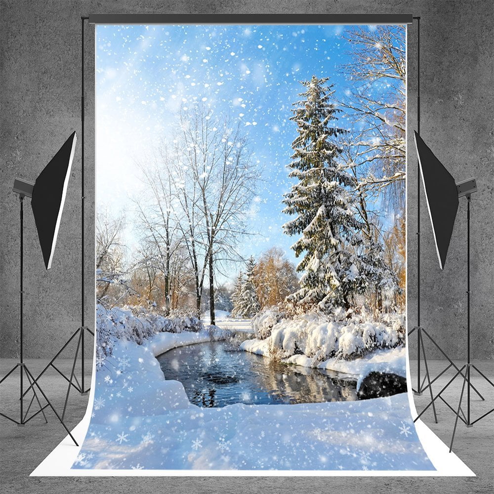 GreenDecor 5x7ft Snow Background Winter Photography Backdrops Christmas ...
