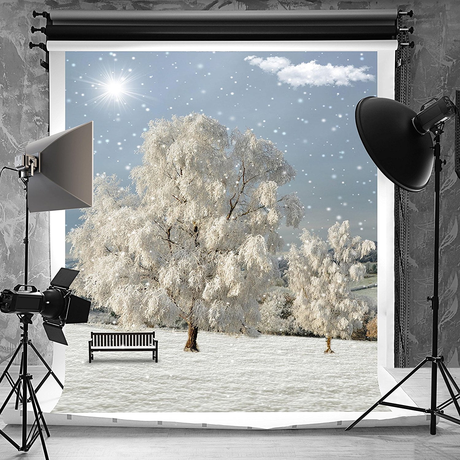 GreenDecor 5x7ft Snow Photography Backdrops Winter Park Photo Backdrop ...
